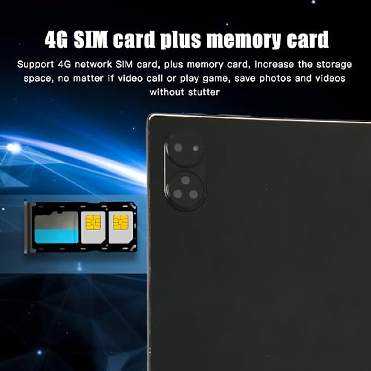 DAUZ 5G WiFi Tablet, 100-240V 8GB 256GB 10.1 Inch Tablet Black for Office for Android 12 (US Plug)