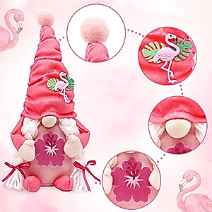 CiyvoLyeen Flamingo Gnomes Summer Gnomes Decor Beach Tropical Decor Tomte Plush Handmade Scandinavian Nisse Elf Dwarf Home Household Farmhouse Kitchen Tiered Tray Decorations