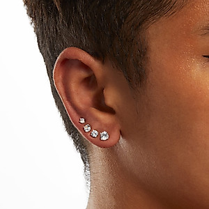 Amazon Essentials Sterling Silver Round CZ Stud Set 2.5 mm/3 mm/4 mm/5 mm, Silver