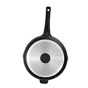 11 Inch Non Stick Deep Frying Pan Granite Coated with Pour Spout - Lightweight 4.27 Quart Skillets and Frying Pans with Comfort Stay Cool Grip Handle - Induction Compatible PFOA Free Frying Pan