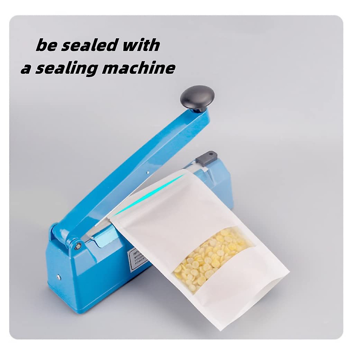 Palmhomee Pack of 48 Kraft Stand Up Pouches Kraft Pouches with Window Zip Lock Pouches Sealable Bag Foil Pouch Self Sealing Pouch for Food Storage (4.7x8 inch, Brown)