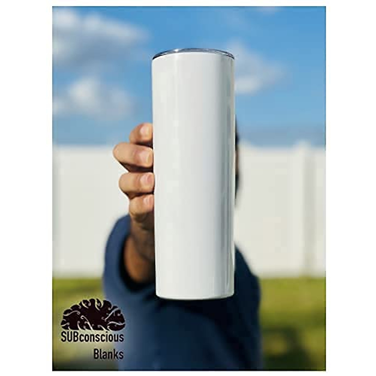 SUBconscious Blanks 20oz Sublimation Tumblers, Blank 4-Pack, Straight Skinny Drink Cups with 4 Reusable Plastic Straws and 4 Lids, Supports DIY Heat Transfers, Double Wall Stainless Steel, Travel Use