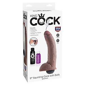 Pipedream King Cock Squirting Cock with Balls, 9", Brown