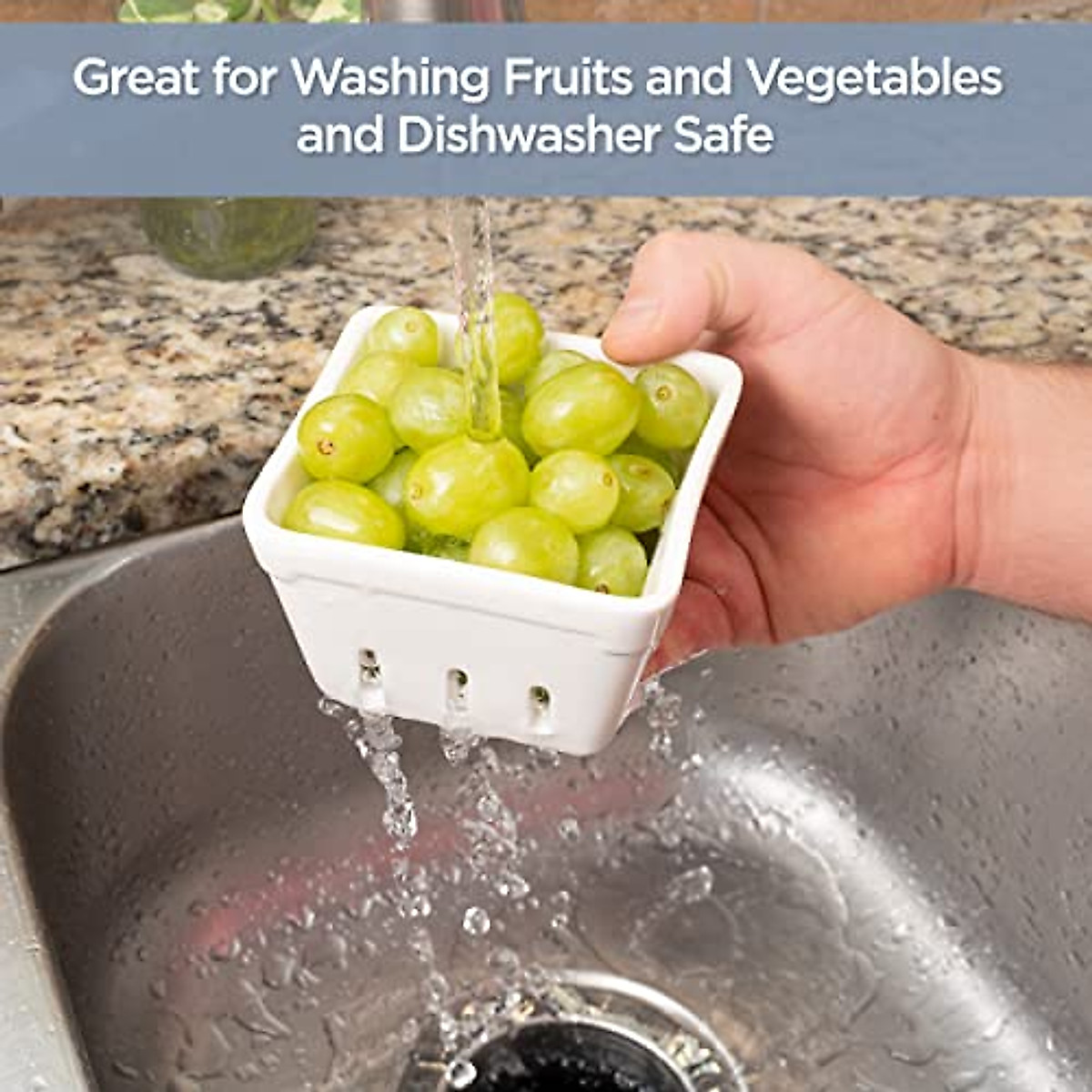 Ceramic Berry Basket set of 4 | Farmers berry basket | Strawberry market basket | Cute berry bowl | Unique ceramic fruit bowl| berry containers with holes | ceramic fruit basket for fridge