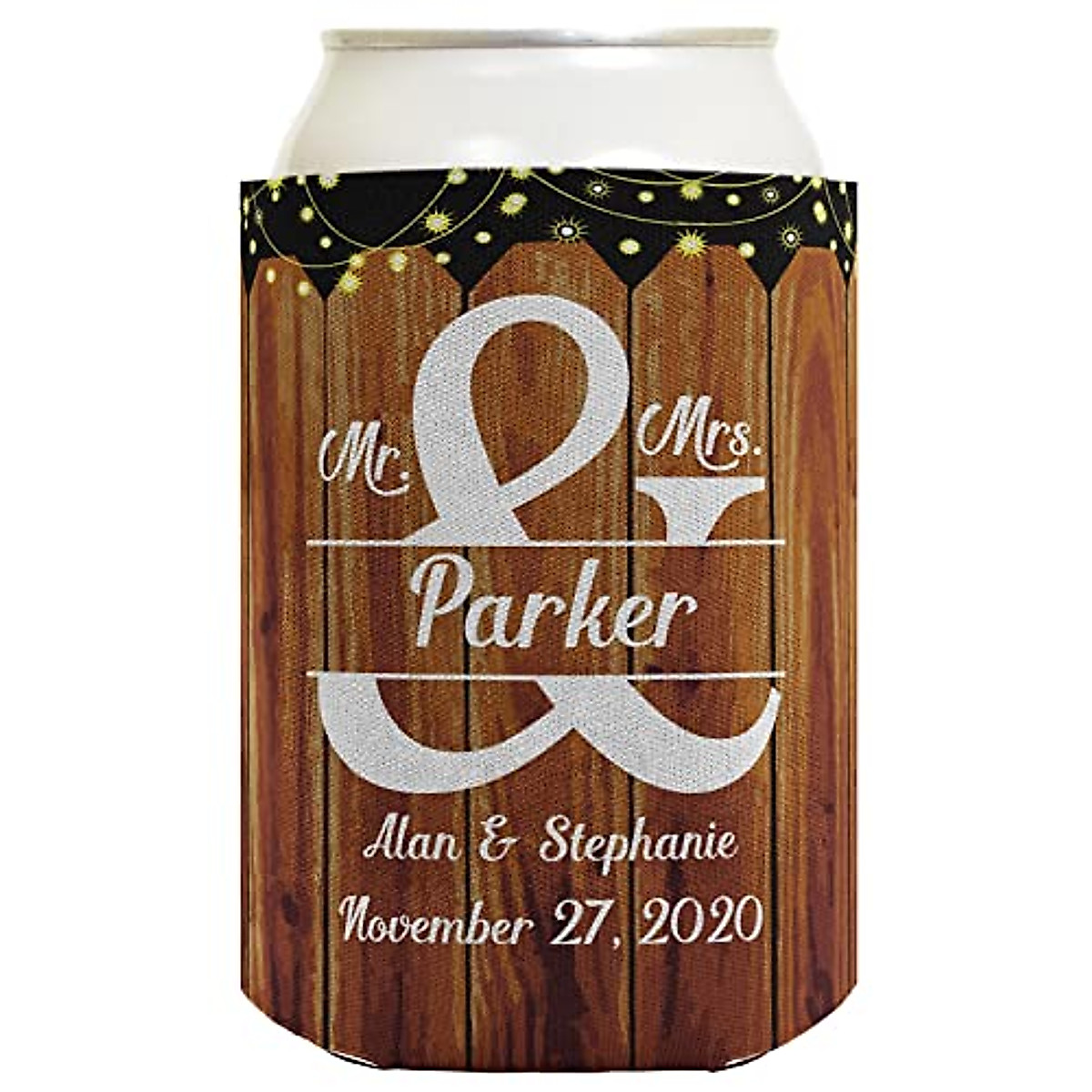 Custom Wedding Can Coolies Mr & Mrs Your Names & Date Personalized Wedding Favors Wedding Decorations Party 96 Pack Can Coolie Drink Coolers Coolies Multi