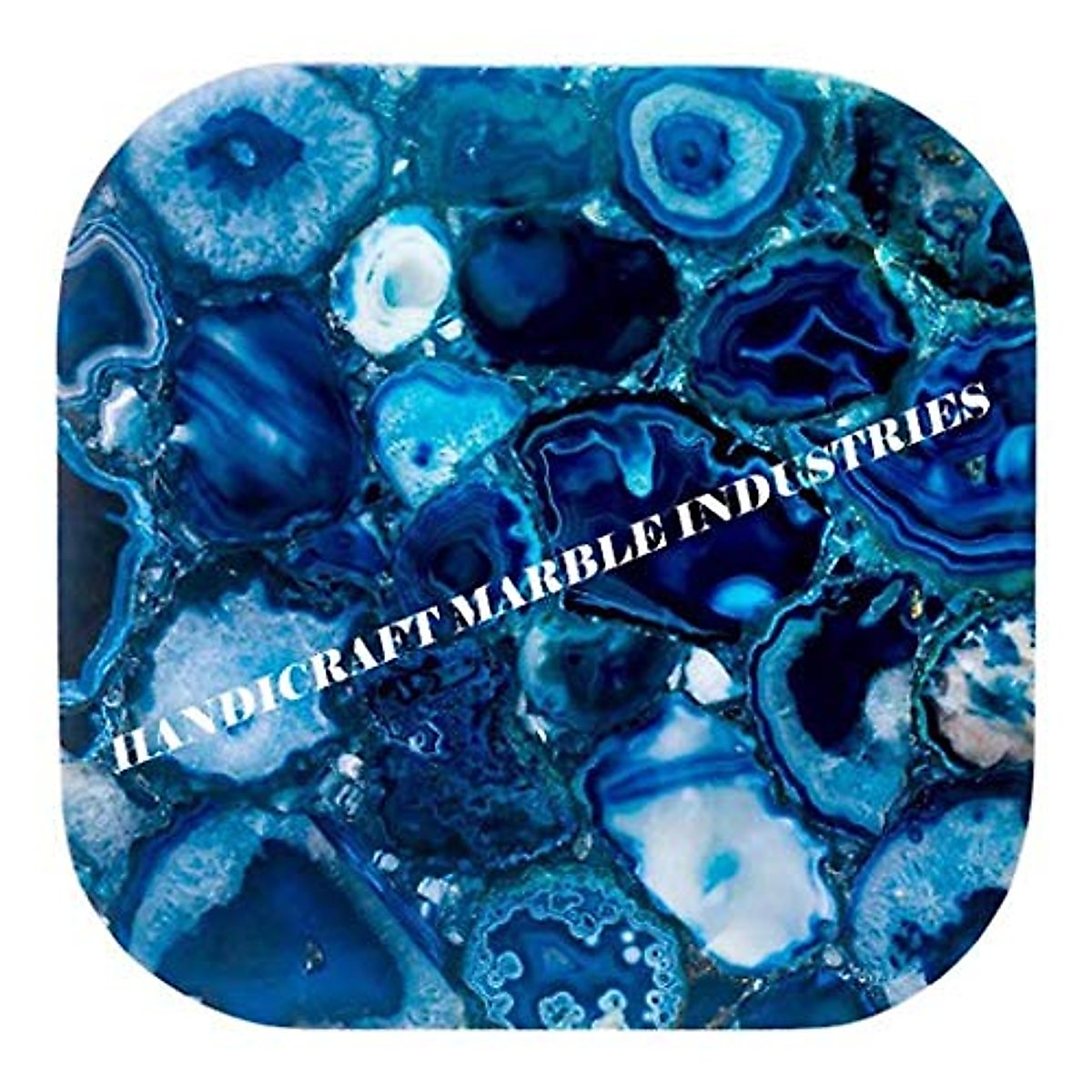 30" Inch Agate Square Table, Natural Agate Table, Square Coffee Table, Blue Agate Table, Square Agate Stone Table