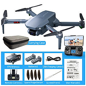 FPV Drone with 2 Camera for Adults, Foldable WIFI RC Quadcopter Remote Control Airplanes Kit with 2 Batteries,Advanced Brushless Motors, Long Range Video Transmission, 3D Flip, Auto Return Home,APP Control (Gray)
