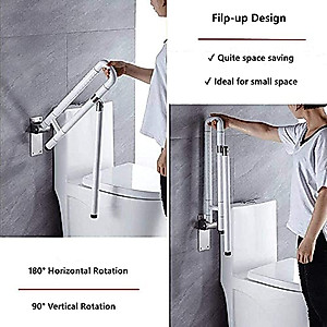 Nisorpa Foldable Toilet Grab Bar Flip Up Stainless Steel Shower Handrail Handicap Grab Bars Rails Anti Slip Grab Bar with Leg Bath Grab Bar Arm Hand Grip Safety Handrails for Elderly Disabled Pregnant