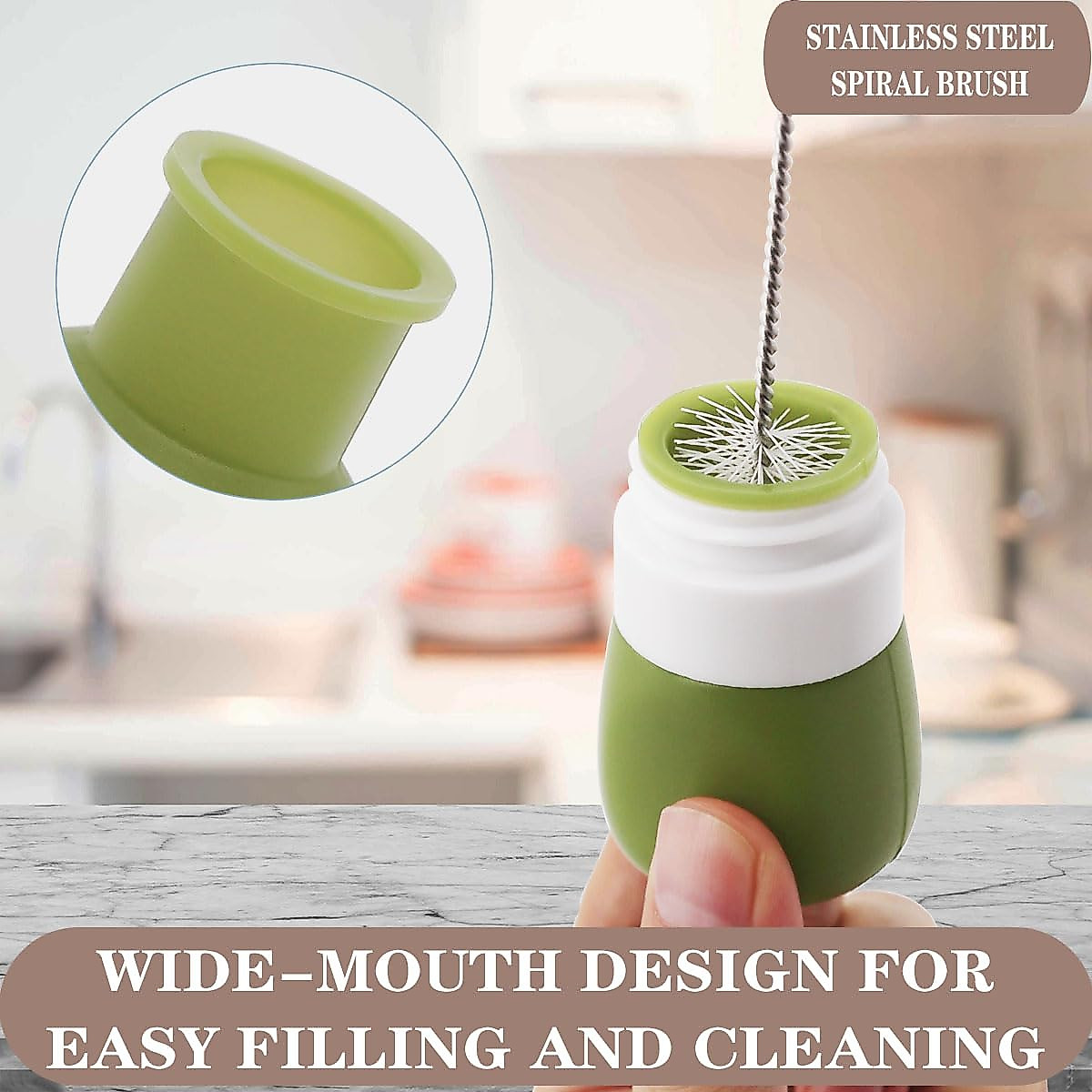 Ksooly 4-Pack 1.3Oz. Squeeze Salad Dressing Bottles with Cleaning Brush, Small Salad Dressing Container to Go, Portable Sauce Condiment Bottles, Food-grade Silicone, BPA Free