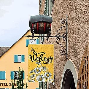 Daisy Yellow Welcome Garden Flag Bee Farmhouse Yard Outdoor Decorative Burlap 12 X 18 Inch Small Vertical Double Sided Seasonal Holiday Decor