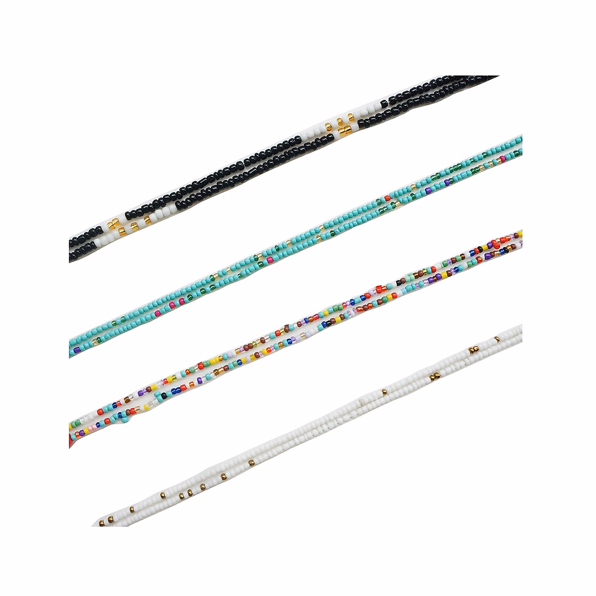 50 Inch Waist Beads for Women African Waist Beads Plus Size Layered Colorful Belly Beads Body Jewelry Non-Stretching Belly Chains（4PCSTurquoise)