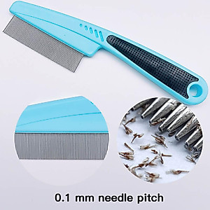 LLTGMV Flea Comb with Rubber Handle, Flea and Tick Comb for Dogs & Cats, Dog Comb for Grooming