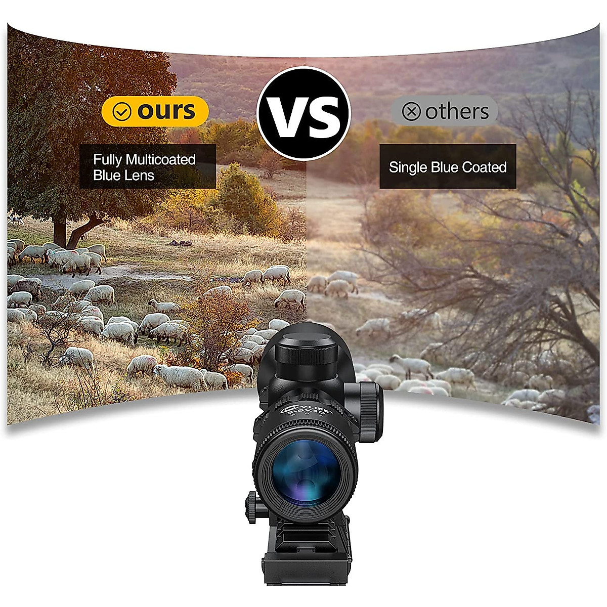 CVLIFE 3-9x40 Optics R4 Reticle Crosshair Scope with 20mm Free Mounts