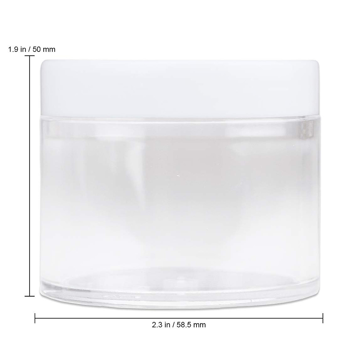 Beauticom 60 Grams/60 ML (2 Oz) Round Clear Plastic Container Jars with White Lids Storage Makeup Cosmetic Lotion Scrubs (3 Jars)