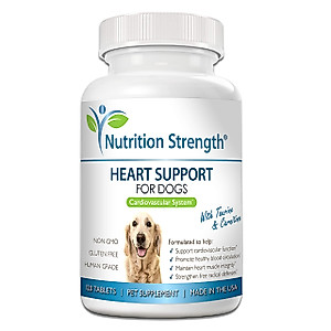 Nutrition Strength Heart Support for Dogs with Taurine & Carnitine, Promote Blood Circulation, Support Cardiovascular Function, Heart Muscle Integrity & Free Radical Defenses, 120 Chewable Tablets
