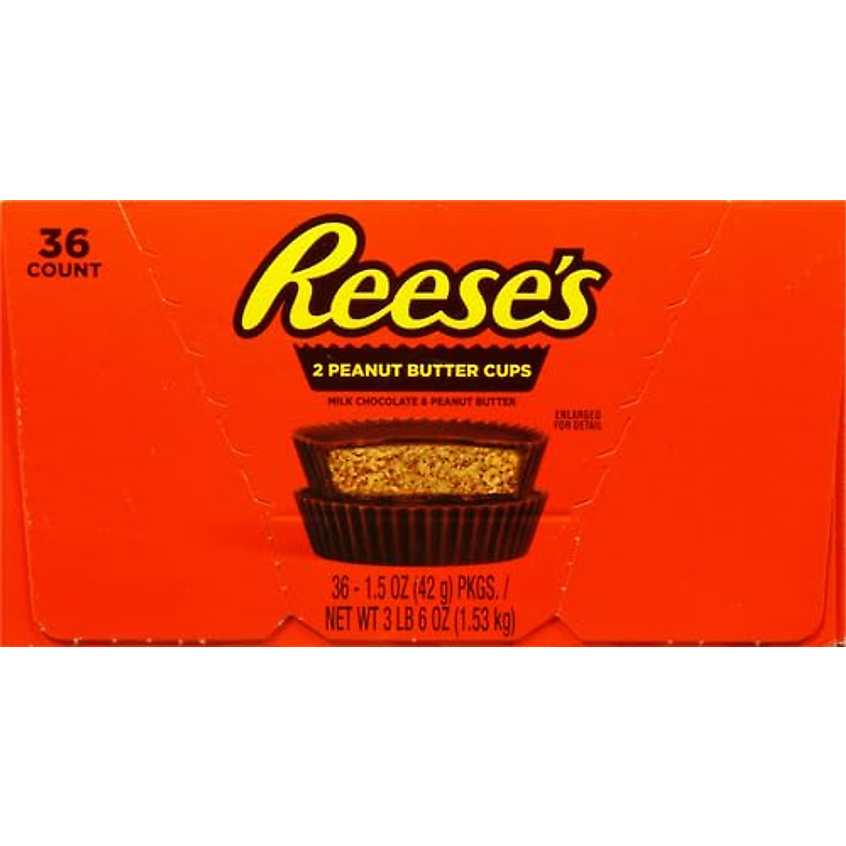 REESE'S Milk Chocolate Peanut Butter Cups, Candy Packs, 1.5 oz (36 Count)