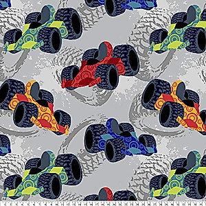 Race Car Go Carts Anti-Pill No-Sew Throw Fleece Fabric Kit (72x60)