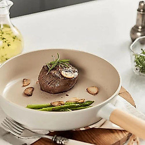 FIKA 9.5 inch Nonstick Frying Pan with Wooden Handle, Induction Compatible Cookware for All Stovetops, Kitchen Essential Ceramic Coating Skillet, Healthy Cooking Omelet Pan, Made in Korea (24cm)