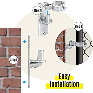 Heavy Duty Wall Mount Gate Hinge | Pipe Gate Hinge 2 Pack Chain Link Fence Gate Hinges Fence Post Chain Link Gate Hinge Pressed Steel Chain Link Fence Frame Hinge Outdoor Gate Hardware (4 Pack)