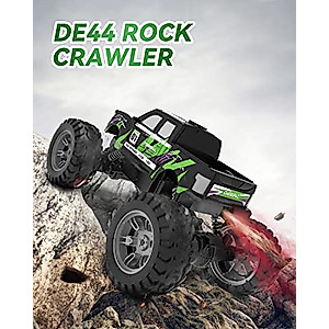 DEERC DE44 Remote Control Monster Truck with Fog Mist, Dual Motors Off Road RC Car, 4WD Rock Crawler with LED Lights, Spray Water Mist, 70+ Min Play, Toy Vehicle for Boys Girls and Adults