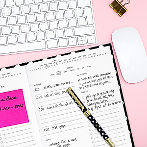 Kate Spade New York Undated Daily Planner, Large Journal Planner, To Do List Notebook, Black/Gold Hardcover Personal Organizer, Polka Dots