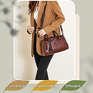 rofozzi Mini Barrel Handbag for Women - Small Faux Leather Crossbody Bag with Top Handles - Multi-Compartment Shoulder Tote - Water-Resistant Easy to Clean Vegan Leather Purse - Birthday Gift