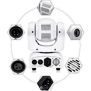 U`King 60W Moving Head Lights, White Moving LED DJ Lights RGBW Stage Light with Remote 8 GOBO 8 Pattern Spotlight by DMX 512 Controlled 9/11 Channel for Church KTV Club Concert Party Wedding