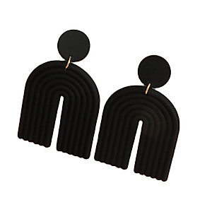 Vintage Boho Colorful Ceramic Polymer Clay Loop Stud Earrings Sweet Lovely Candy Handmade Rainbow Pendant Drop Earrings for Women Jewelry-Black