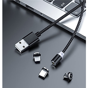 Raosky Magnetic Charging Cable 4pcs,(0.6ft,2.4 A Max) Nylon Braid Cord,Just Short Magnetic Cables without Magnetic Charging Tips,Suitable for Charger Station/Mobile Power/Tablet&More Devices (Black)