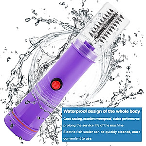 MXBAOHENG Electric Fish Scaler Remover 120W 2000mAh Cordless Fish Scale Scraper Cleaner Rechargeable (Purple)