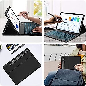YEHOBU Galaxy Tab S8+/S7 FE 2021/S7 Plus 2020 Case, Detachable Bluetooth Backlit 12.4" Keyboard Protective Cover with S Pen Holder, Black(Tab Not Included)