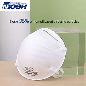 GIKO N95 Face Mask - 20Pcs Cup Dust Safety Masks, N95 Protective Mask, Protection Against PM2.5 Dust, Fire Smoke, Filter Efficiency≥95%, White