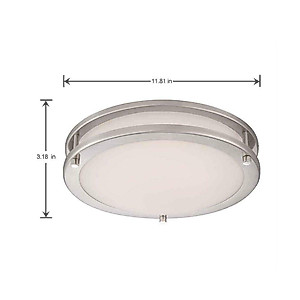 Hampton Bay Lighting Flaxmere 11.8 in. Brushed Nickel LED Flush Mount Ceiling Light with Frosted White Glass Shade, HB1023C-35