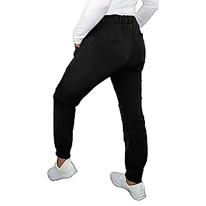 JDM Uniforms Women's 5 Pocket Jogger Scrub Pant Medical Nursing Black-Large