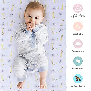 SpringBaby Crib Bedding Set for boy Girl, 3-Piece Cotton Baby Bedding Set, Portable Standard Crib Bedding Set Neutral, Woodland Deer Elephant Crib Bedding Set, Yellow/Grey/Teal