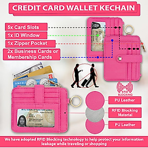 ANHBKAR Keychain Wristlet Wallet, Keychain Wallet Pocket Credit Card Holder Slim, Silicone Beads Wristlet Wallets for Women (PINK)