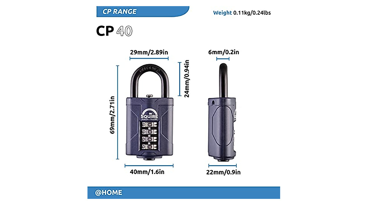Squire Heavy Duty 4-Wheel Combination Padlock | Weatherproof