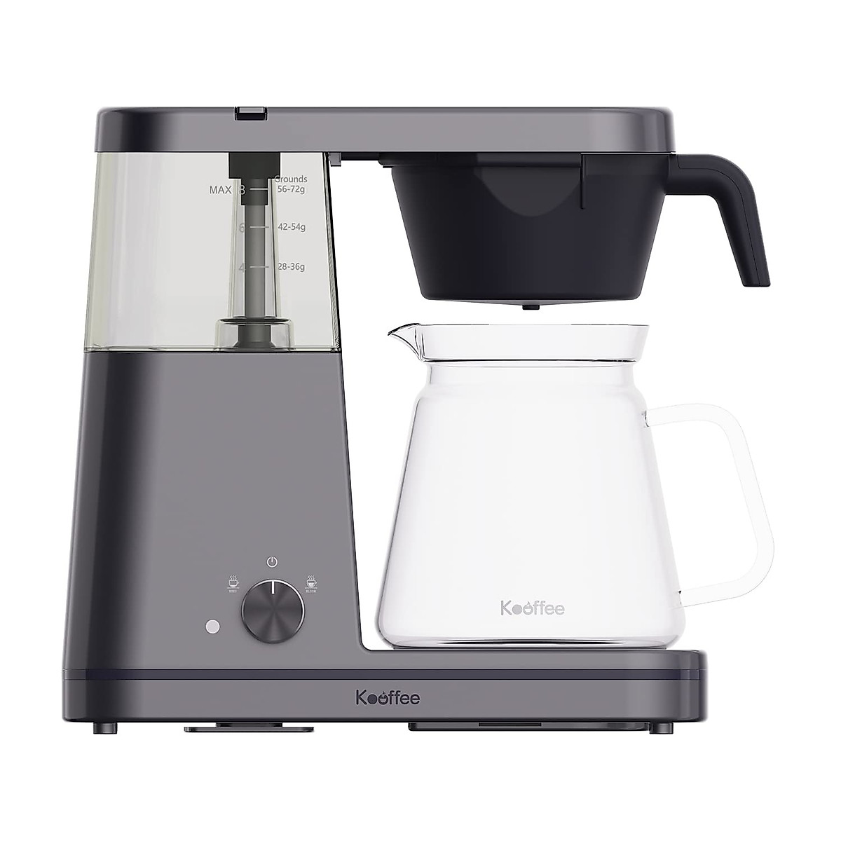 KOOFFEE Coffee Maker, One-button Brew, Essense-G 8 Cups 1.3L Coffee Machine, 1500 Watt, Optional Pre-infusion Bloom Mode, Drip Coffee Maker with Borosilicate Glass Carafe