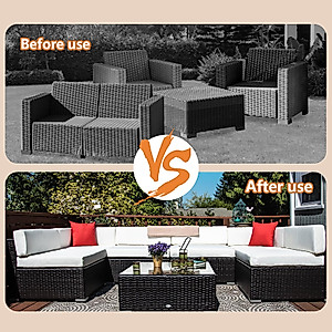 GJL 6 PCS Outdoor Furniture Clips for Wicker Sectional, Adjustable Sectional Couch Connectors Clips to Hold Wicker Furniture Together, Wicker Patio Furniture Clips Couch Clamps for Sectionals.