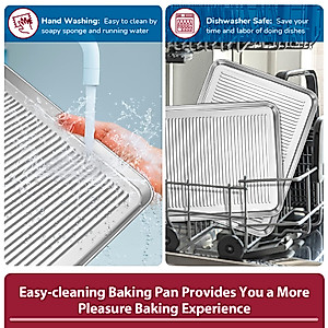 Large Baking Sheet Pan Set of 2 for Oven, P&P CHEF Stainless Steel Cookie Sheets Trays Bakeware, Rectangle 16 x 12 x 1 Inch, Corrugated Bottom & Mirror Finished Surface, Dishwasher Safe