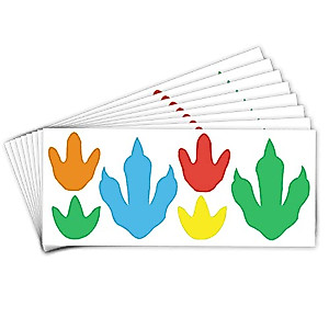 Top Label Dinosaur Footprints Wall Decals, Dinosaur Tracks Decals for Kids Room Removable Birthday Party Wall Decor Decals, 2 Size,60 Pcs Orange,green,blue,red , Yellow