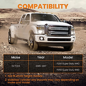 Tuningsworld Dual Steering Stabilizer 2''-8'' lift for Ford F250 F350 4WD Super Duty 2005-2017 Upgrade Damper