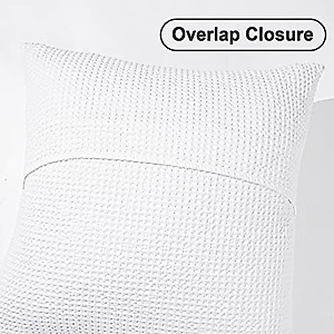 PHF 100% Cotton Waffle Weave Euro Shams 26" x 26", 2 Pack Elegant Home Decorative Euro Throw Pillow Covers for Bed Couch Sofa, White (No Insert)
