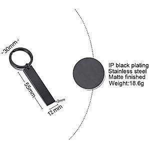 Personalized Quality Black Brushed Stainless Steel Keychain