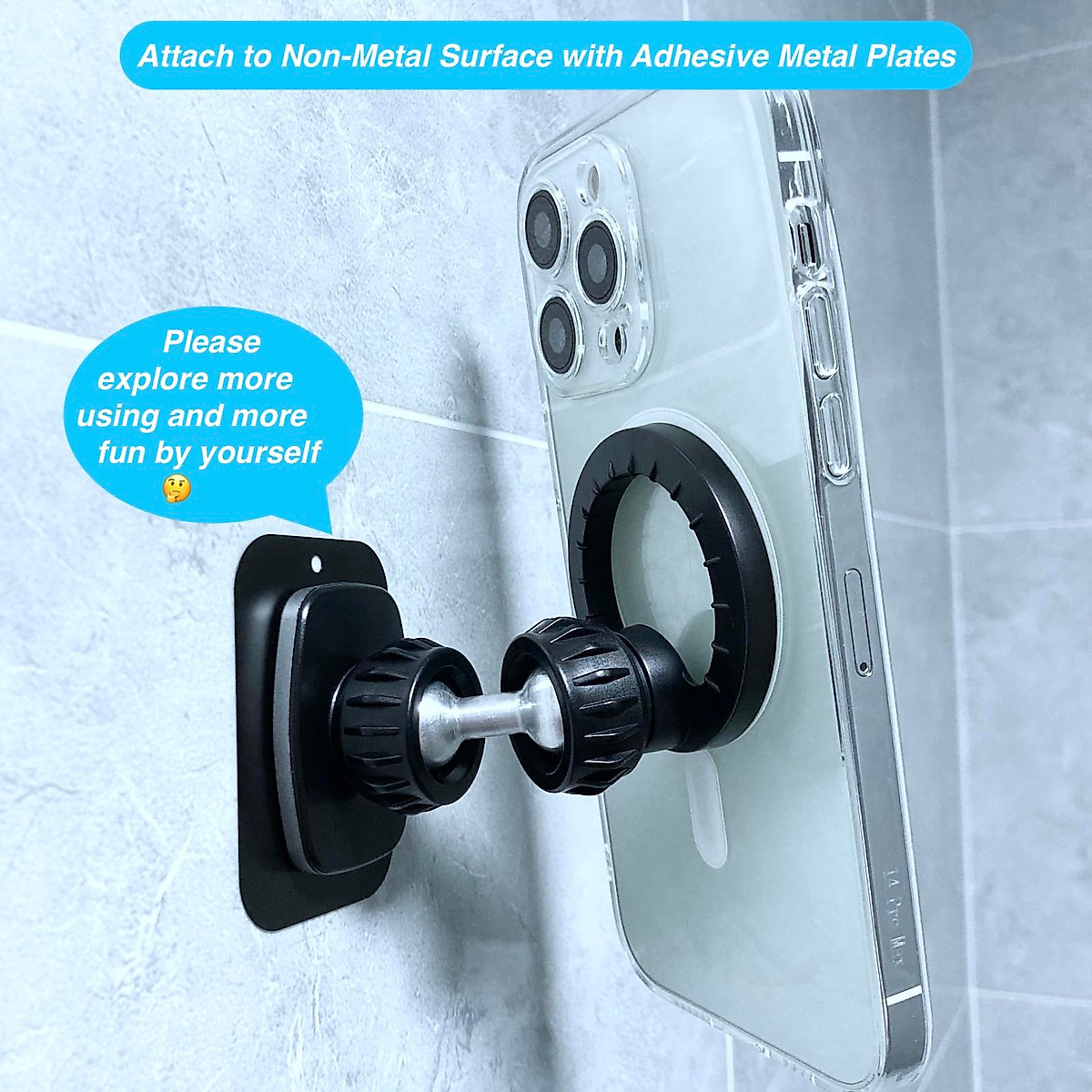 ARMOLABX Gym Magnetic Phone Holder Mount for MagSafe, Dual Magnetic Phone Holder for Gym Attach to Metal Surface, Gym Phone Holder Compatible with iPhone 15 14 13 12 Pro Plus Max MagSafe Case