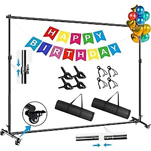 ALINBIN Backdrop Stand on Wheels 10x7ft(WxH) Photo Studio Adjustable Backdrop Stand for Parties Background Support Kit with 6 Crossbars 4 Backdrop Clamps for Paties Wedding Events Decoration