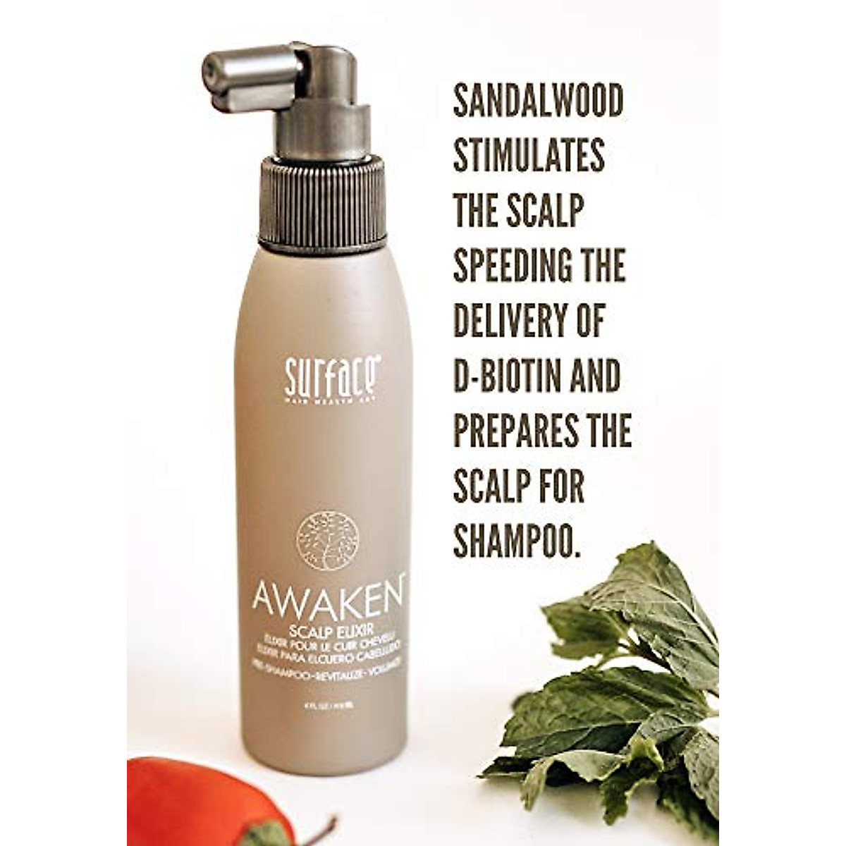 SURFACE Hair Awaken Scalp Elixir, Stimulate and Revitalize While Lifting Roots and Adding Volume, 4 Fl. Oz.