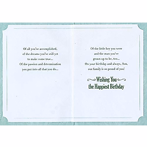 Designer Greetings Large Green Leaves and Thin Silver Foil Frame Birthday Card for Son
