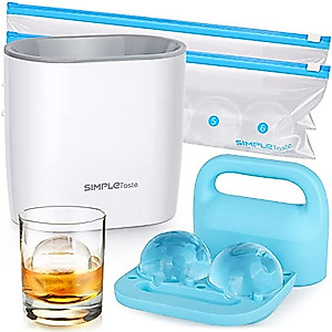SIMPLETASTE Crystal Clear Ice Ball Maker Mold - 2.36 Inch Clear Sphere, Plus 2 Ice Ball Storage Bags, BPA-free Silicone Large Sphere Ice Mold, Ice Cube Tray for Whiskey, Cocktail and Drinks