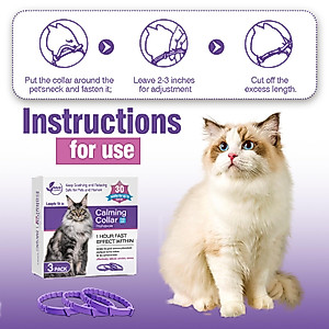 Cat Calming Collar Calming Collar for Cats 3 Pack Calming Cat Collar Relieve Stress and Anxiety Calming Collar Relax Cat Pheromone Collar Suitable for Small Medium and Large Cats Calming Cat Collars